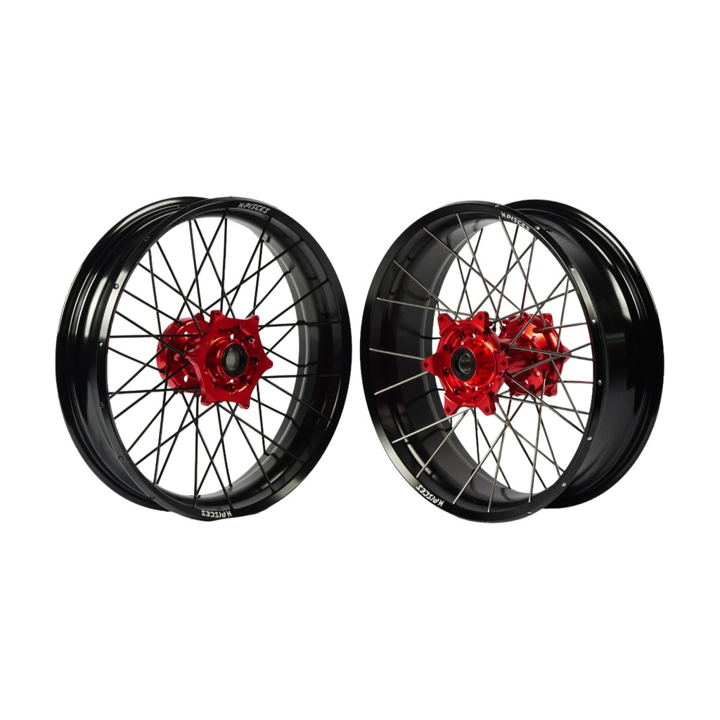 Pair of 17" CNC Aluminum Supermoto Wheels | KTM, Husky, Yamaha, Honda ...
